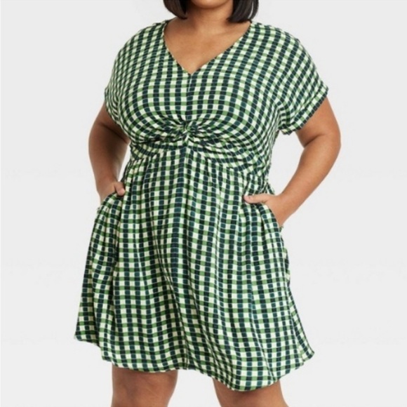 Ava & Viv | Dresses | Ava Viv 2x Green Checked Dress Xxl | Poshmark